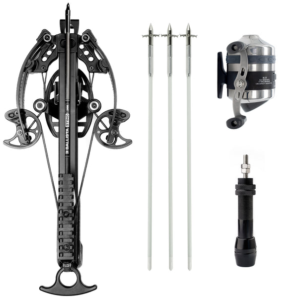 BAT Bowfishing Crossbow Bundle with Bowfishing Arrows, Reel BL25, Reel ...