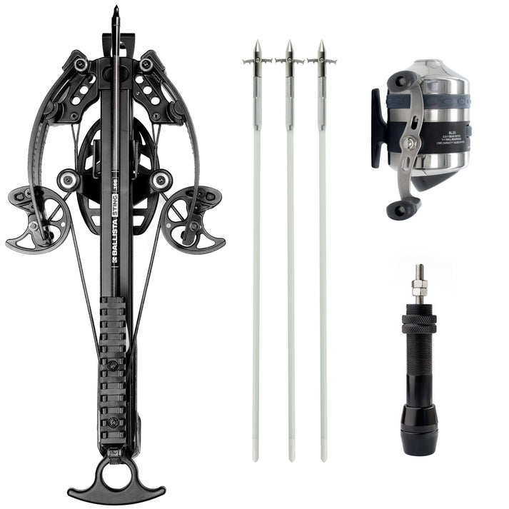 BAT Bowfishing Crossbow Bundle with Bowfishing Arrows, Reel BL25, Reel ...