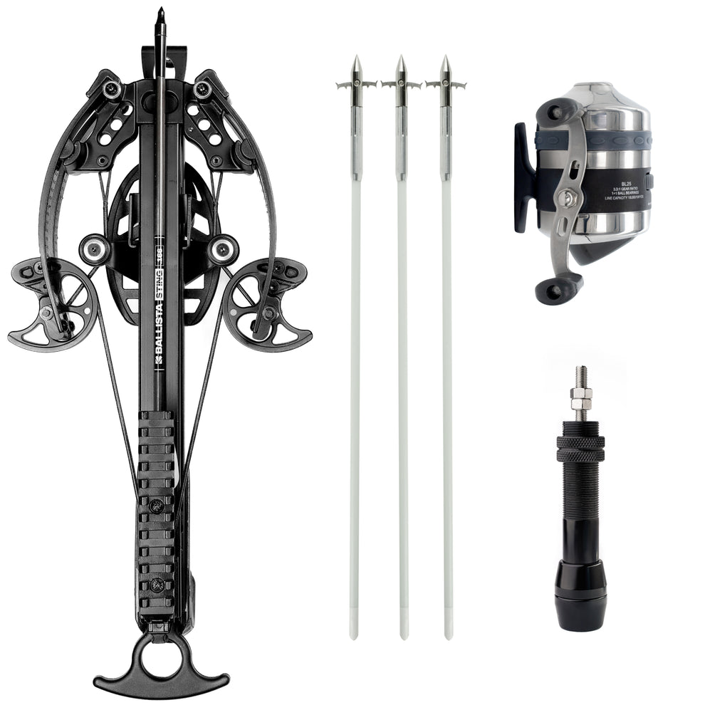 BAT Bowfishing Crossbow Bundle with Bowfishing Arrows, Reel BL25, Reel ...