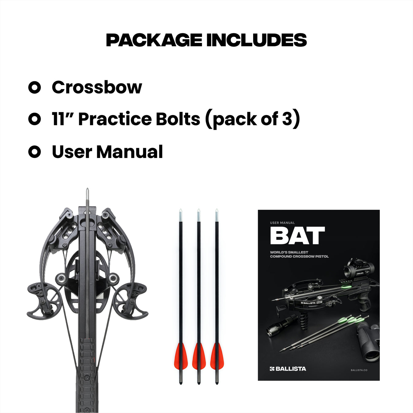 BAT Compound Crossbow Pistol with L-Stock - 300fps & 130lbs – BALLISTA